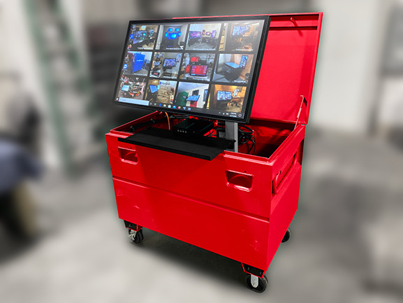 A workstation with monitor jobsite box | iPlanTables