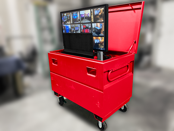 A workstation with monitor jobsite box | iPlanTables