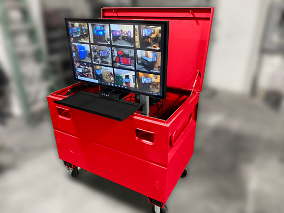 A workstation with monitor jobsite box | iPlanTables